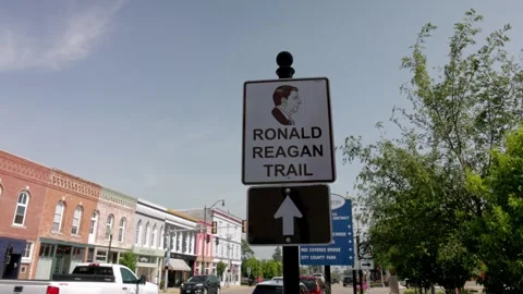 Ronald Reagan trail sign in downtown Pri... | Stock Video | Pond5