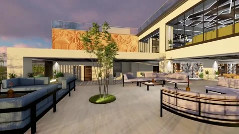 Roof top lounge architectural design 3d ... | Stock Video | Pond5