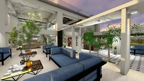 Roof top lounge architectural design 3d ... | Stock Video | Pond5