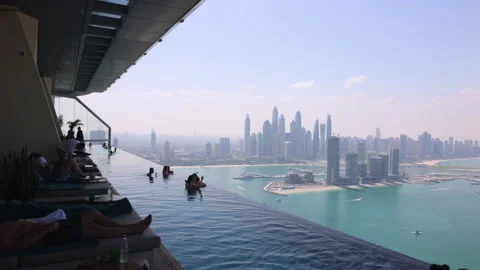 Rooftop view of Dubai Marina skyline fro... | Stock Video | Pond5