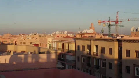 Rooftop View of Marrakech with Satellite... | Stock Video | Pond5
