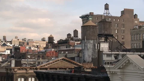 Rooftops of old buildings in New York Ci... | Stock Video | Pond5