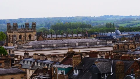 Rooftops of Oxford with the english coun... | Stock Video | Pond5