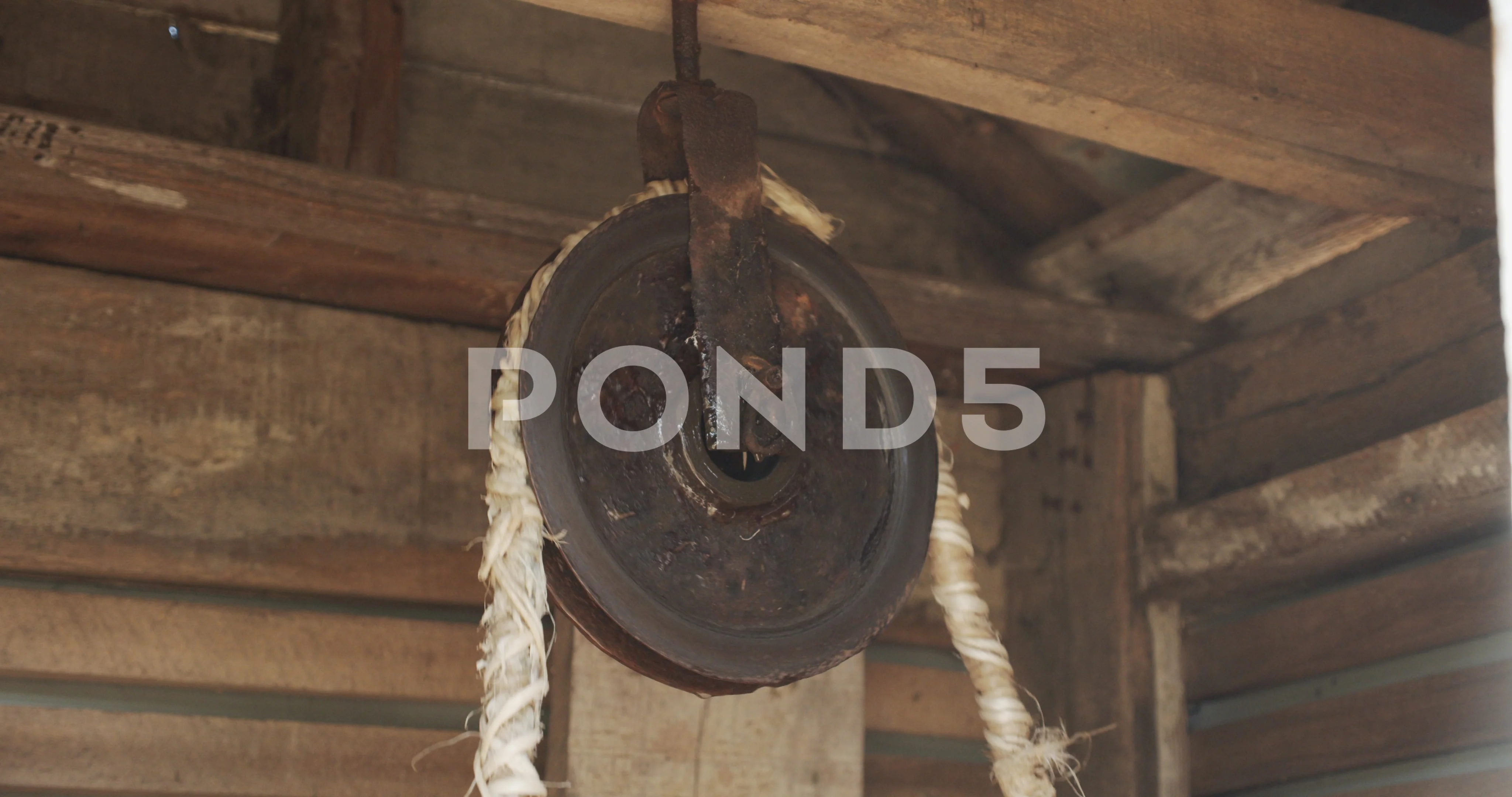 Water Well Pulley Rope And Pulley Of Ancient Water Well 4K Slow Mo