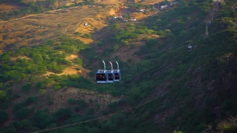 Ropeway cable car to Savitri Mata temple... | Stock Video | Pond5