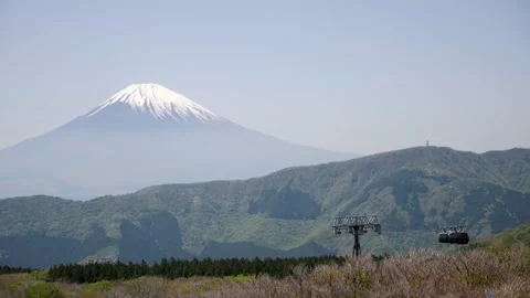 Ropeway to Mount Hakone. Mount Fuji in t... | Stock Video | Pond5