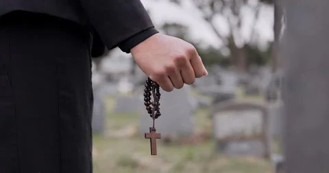 Rosary, death or hand cemetery for funer... | Stock Video | Pond5