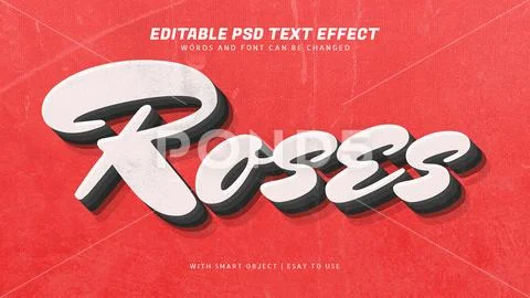 PSD Template: Rose 3d vintage retro style text effect #234430749