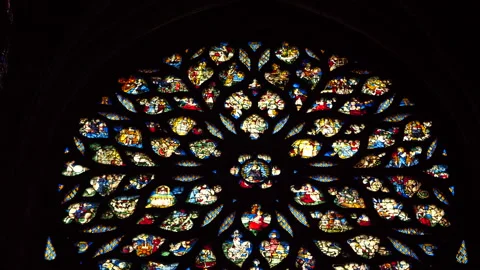 Rose Window Jesus Sword Stained Glass Sa... | Stock Video | Pond5