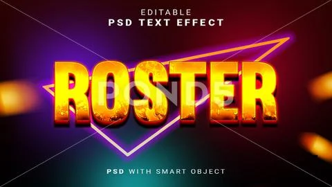 PSD Template: Roster 3d Text Effect Editable PSD #265965803