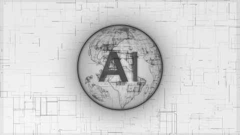 Rotated 3d earth globe AI technology ani... | Stock Video | Pond5