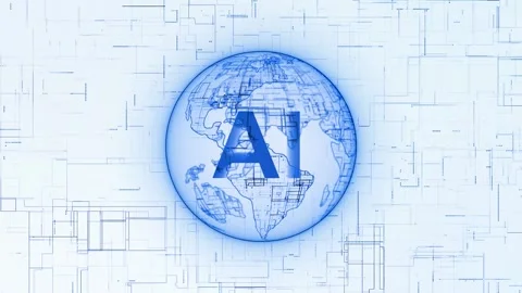Rotated 3d earth globe AI technology ani... | Stock Video | Pond5