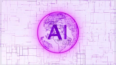 Rotated 3d earth globe AI technology ani... | Stock Video | Pond5