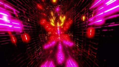 Rotated crystall jail with neon lights V... | Stock Video | Pond5