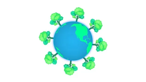 Rotated tree planet earth animated | Stock Video | Pond5