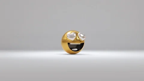 Rotating 3D Golden Emoji Against White G... | Stock Video | Pond5