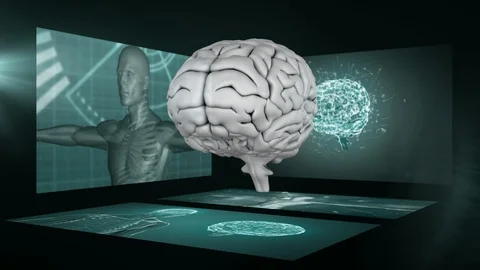 Rotating 3D human brain with scientist s... | Stock Video | Pond5