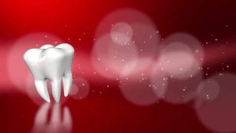 Rotating 3D model of tooth on red abstra... | Stock Video | Pond5
