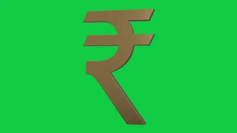 Rotating 3D Rupee Symbol in Green Screen | Stock Video | Pond5