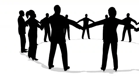 rotating circle of people silhouette | Stock Video | Pond5