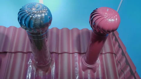 Rotating deflector ventilation pipe on t... | Stock Video | Pond5