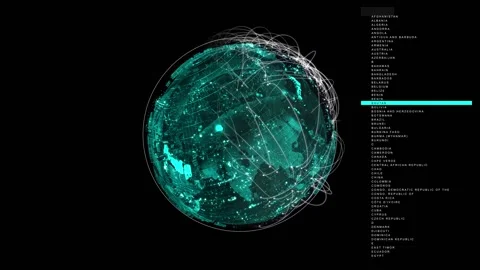 Rotating digital globe with connecting d... | Stock Video | Pond5