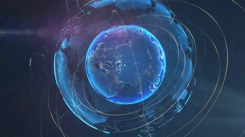 Rotating digital hologram of globe of Ea... | Stock Video | Pond5