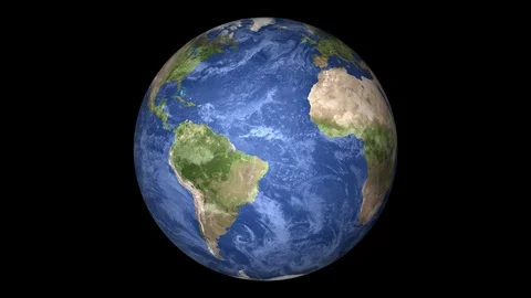 rotating earth globe on black background | Stock Video | Pond5