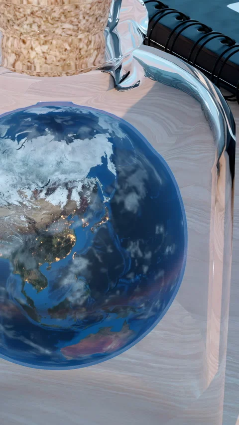 Rotating Earth globe inside glass bottle... | Stock Video | Pond5