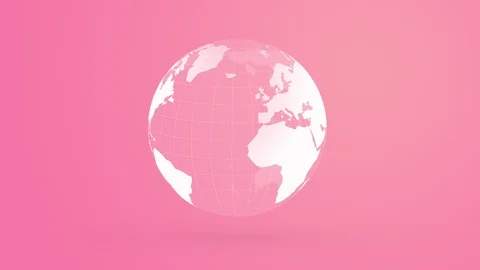 rotating earth globe on a pink backgroun... | Stock Video | Pond5
