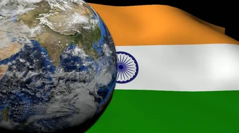 Rotating earth with rippling Indian flag... | Stock Video | Pond5