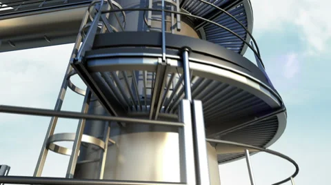 Rotating Factory building, pipe line. mo... | Stock Video | Pond5