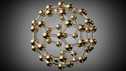 Rotating fullerene carbon molecule, wire... | Stock Video | Pond5