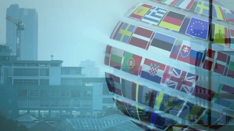 Rotating globe with international flags ... | Stock Video | Pond5