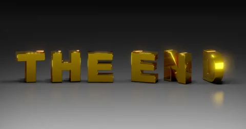 Rotating gold text "THE END" on a dark b... | Stock Video | Pond5