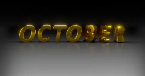 Rotating gold text "OCTOBER" on a dark b... | Stock Video | Pond5