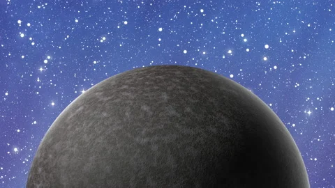 rotating gray planet with craters on the... | Stock Video | Pond5