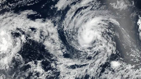 Rotating hurricane clouds satellite view | Stock Video | Pond5