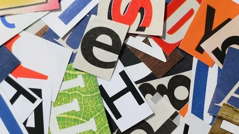 Rotating letters cut from magazines - ab... | Stock Video | Pond5