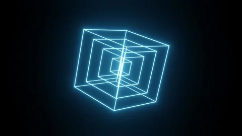 Rotating looped wireframe neon cube | Stock Video | Pond5