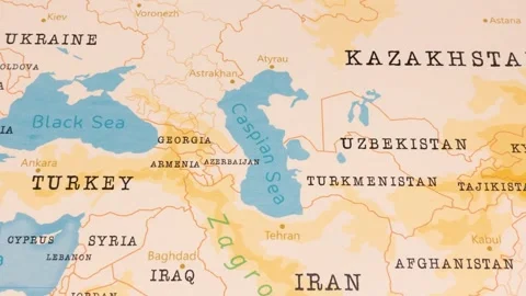 A Rotating Map Centered on Caspian Sea. | Stock Video | Pond5