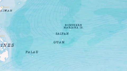 A Rotating Map Centered on Guam, Saipan,... | Stock Video | Pond5