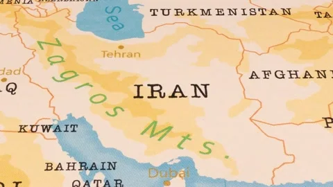 A Rotating Map Centered on Iran. | Stock Video | Pond5