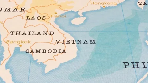 A Rotating Map Centered on Vietnam. | Stock Video | Pond5