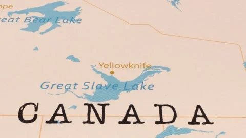 A Rotating Map Centered on Yellowknife. | Stock Video | Pond5