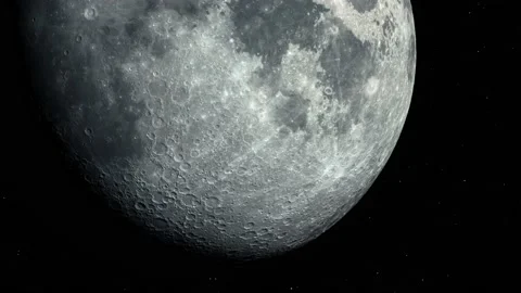 Rotating moon isolated on black backgrou... | Stock Video | Pond5