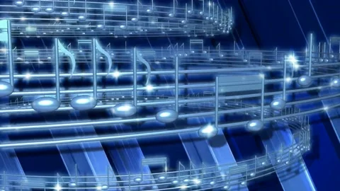 Rotating Musical Notes and Treble Clef o... | Stock Video | Pond5