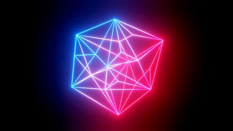 Rotating neon cube. 4k looped animation ... | Stock Video | Pond5