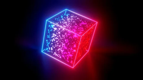 Rotating neon cube. 4k looped animation ... | Stock Video | Pond5