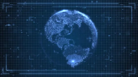 Rotating Planet Earth in a Digital Frame... | Stock Video | Pond5